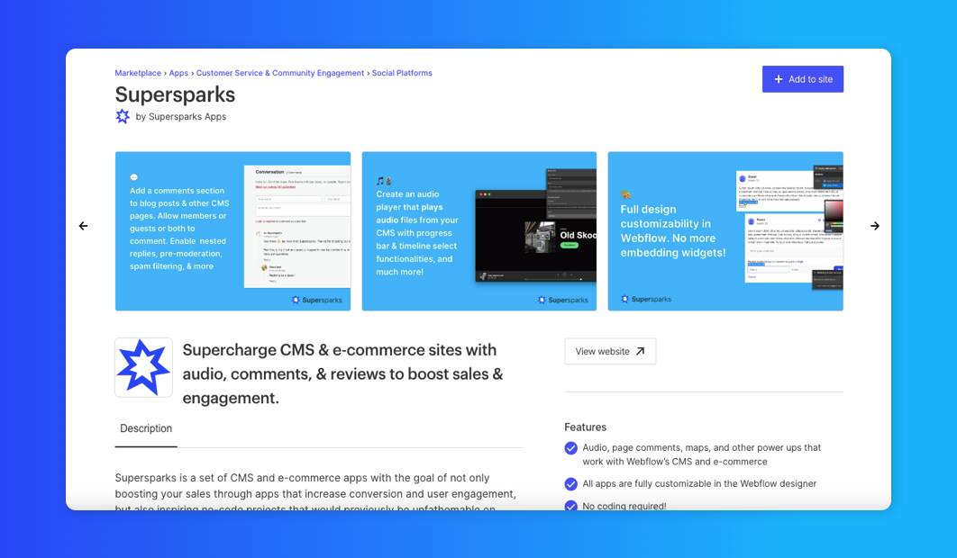 Supersparks Is On The Webflow App Marketplace