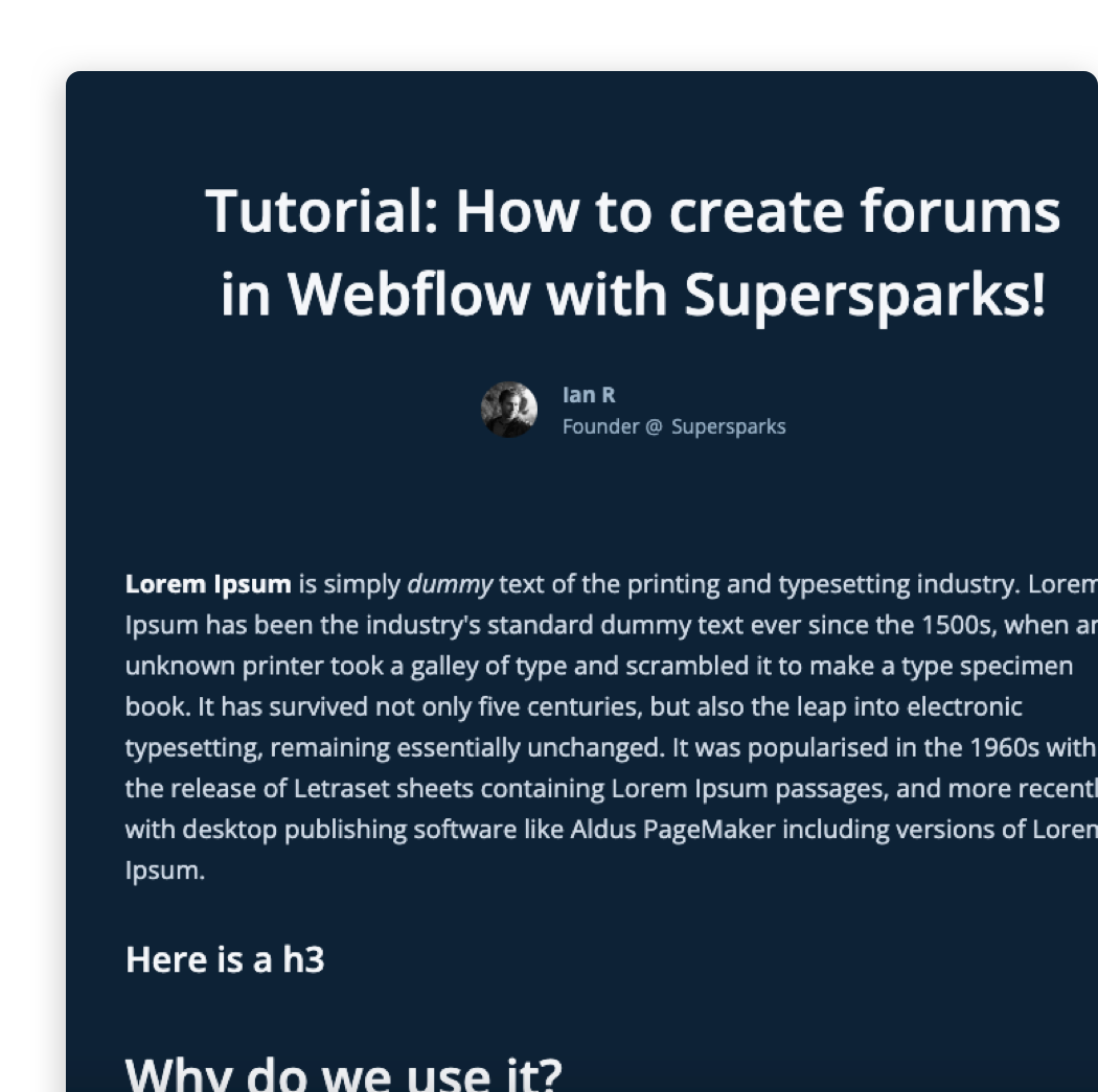 Webflow Community Posting - - Supersparks