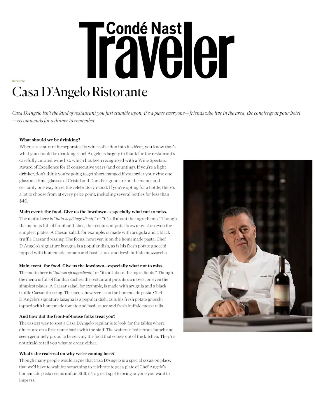 Casa D'Angelo in the Press