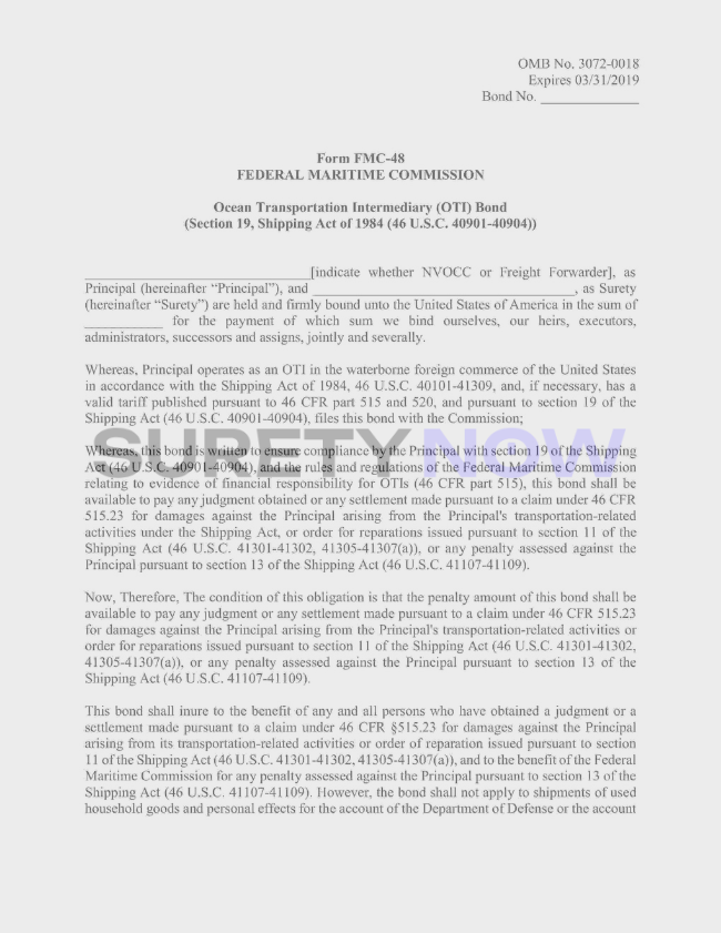 Federal Maritime Commission Bond
