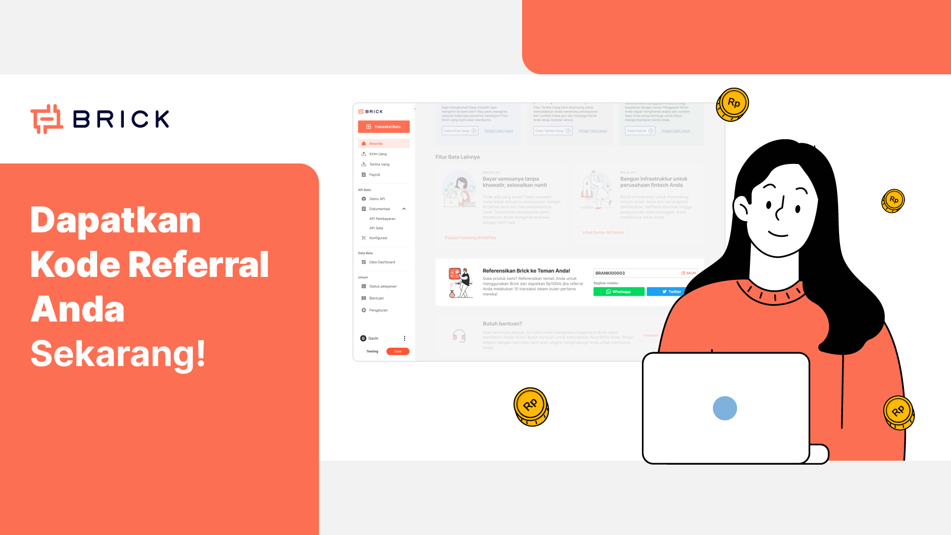 Brick - Kode Referral pada Akun Dashboard Brick