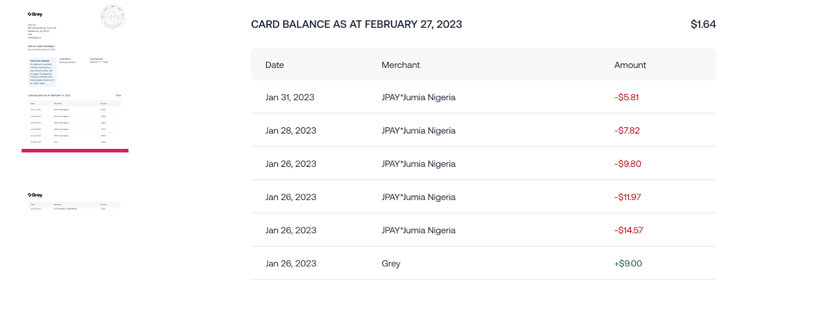 How to Shop Online Using the Grey Virtual Card
