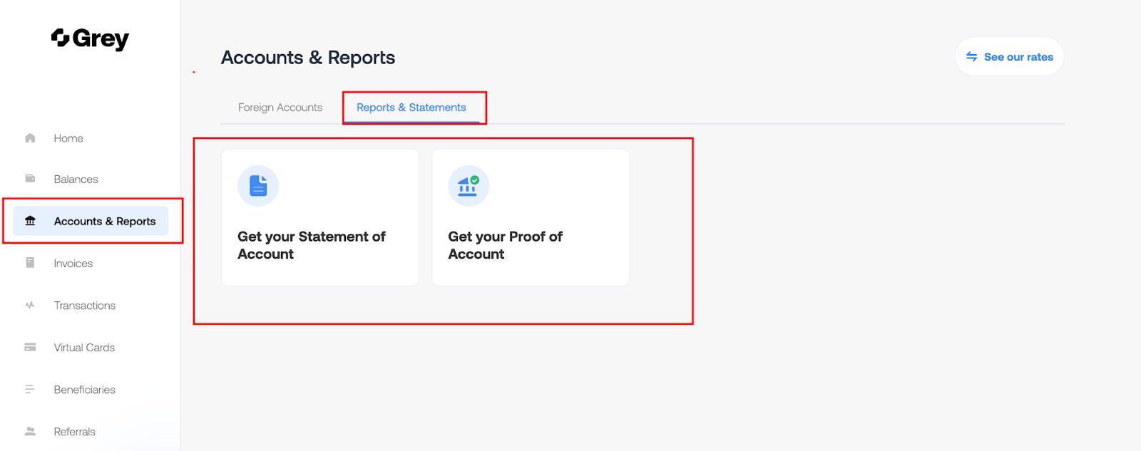 A guide on how to download your account statements on Grey