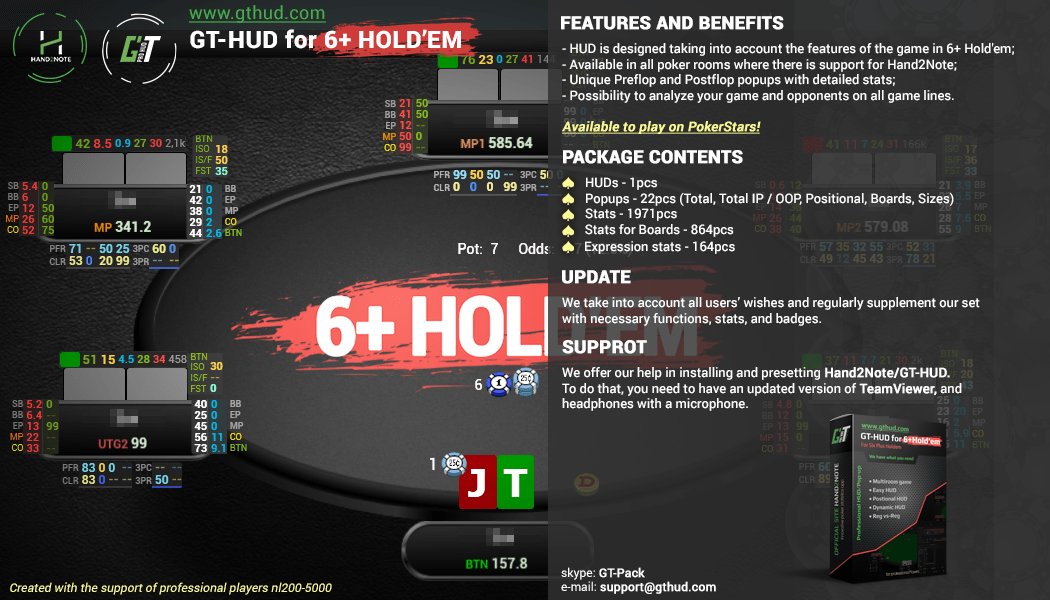GT-HUD Six Plus Holdem product | Hand2Note HUD & Popup Store
