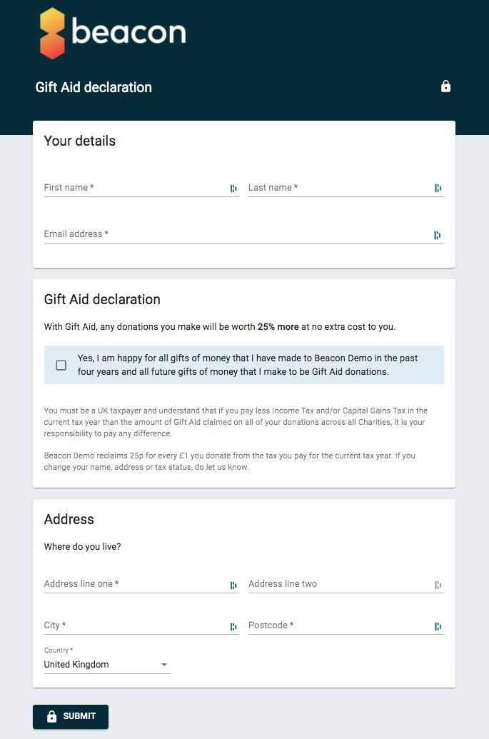 Introducing: Gift Aid Declaration Forms