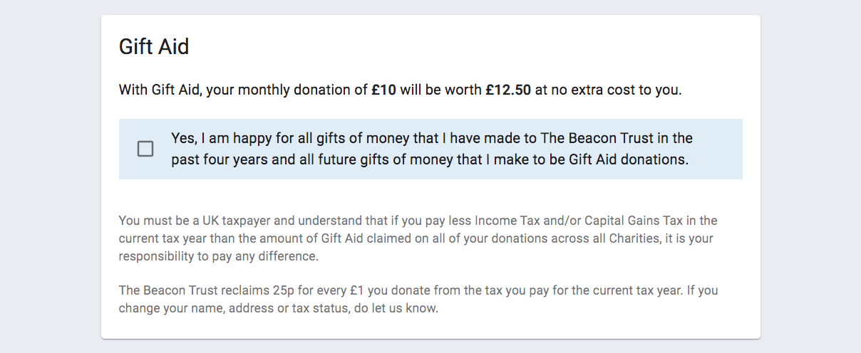 Introducing: Gift Aid Declaration Forms