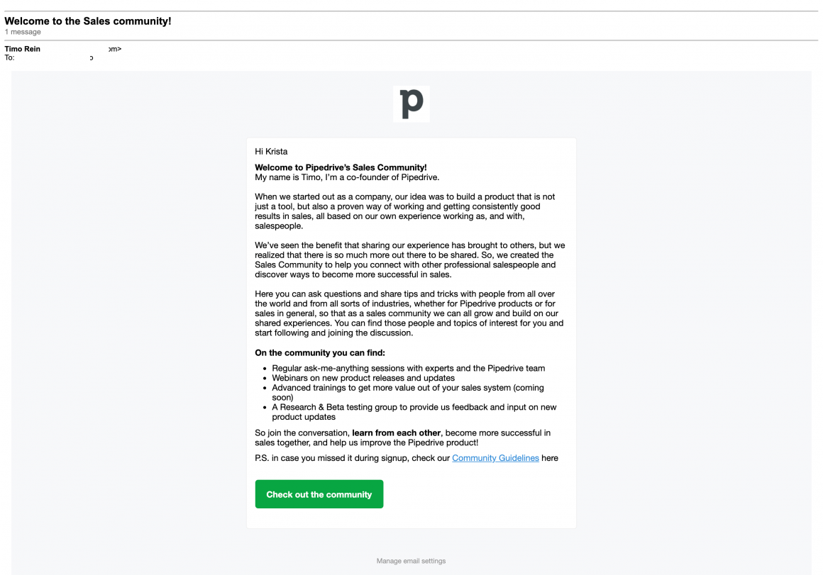 Unique Examples of Welcome Emails for Online Community