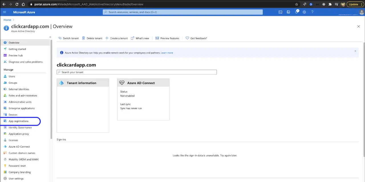Walkthrough: How to register a new application in Azure - ClickCard