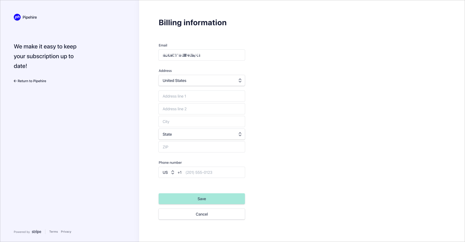 How to change or update your credit card and billing address.