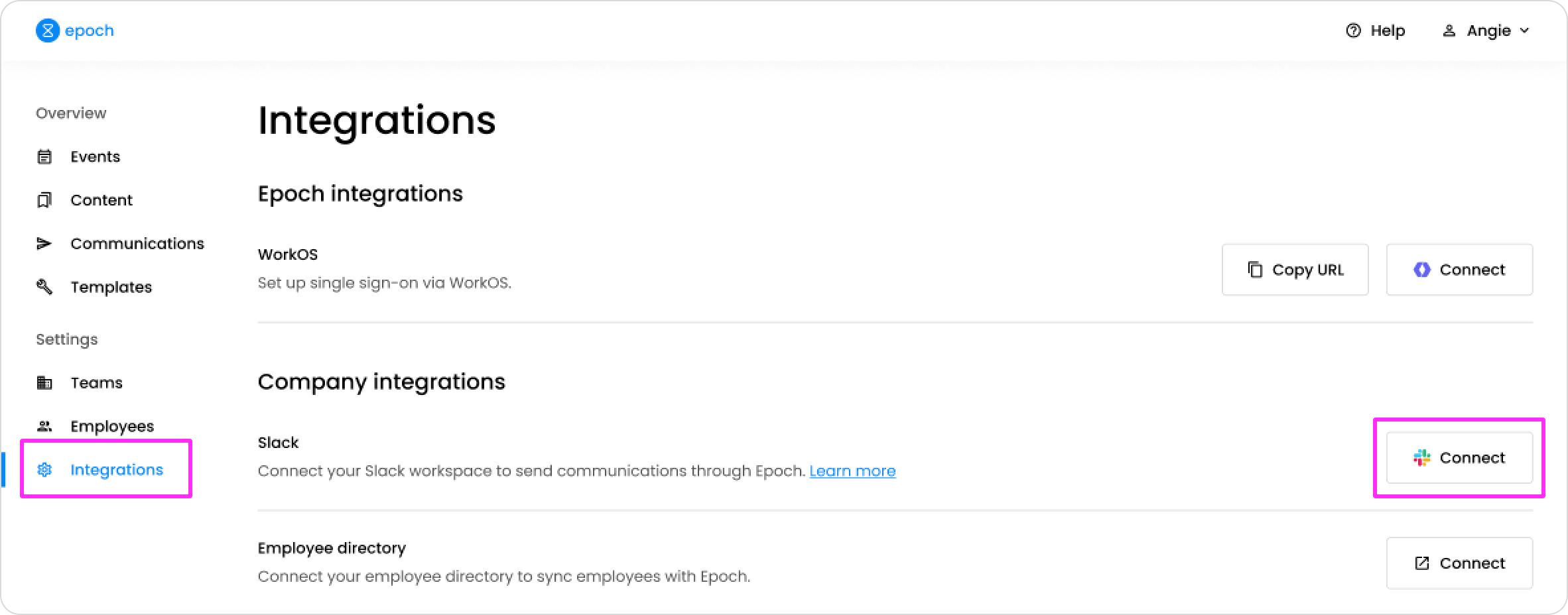 Slack Enterprise integration guide | Epoch Help Center
