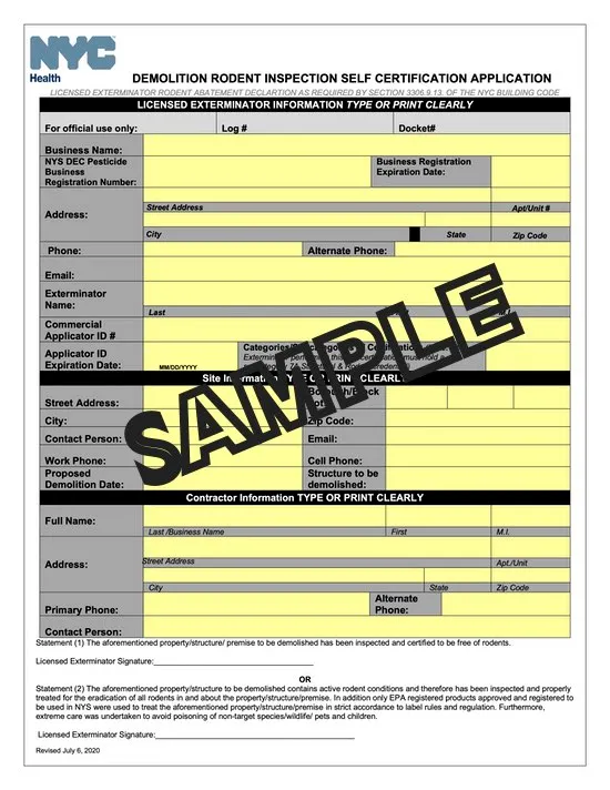 Pre-Construction Demolition Certificate for NYC