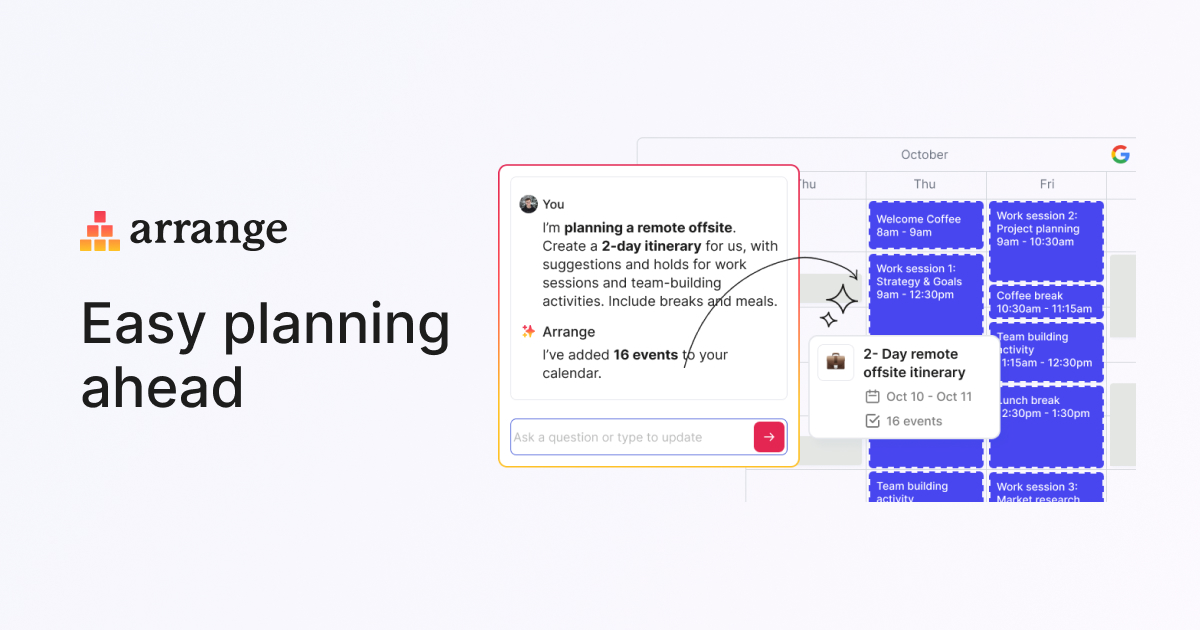Arrange | Easy planning ahead