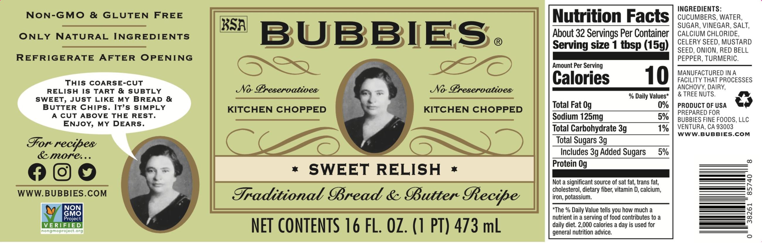 BUBBIES SWEET PICKLE RELISH