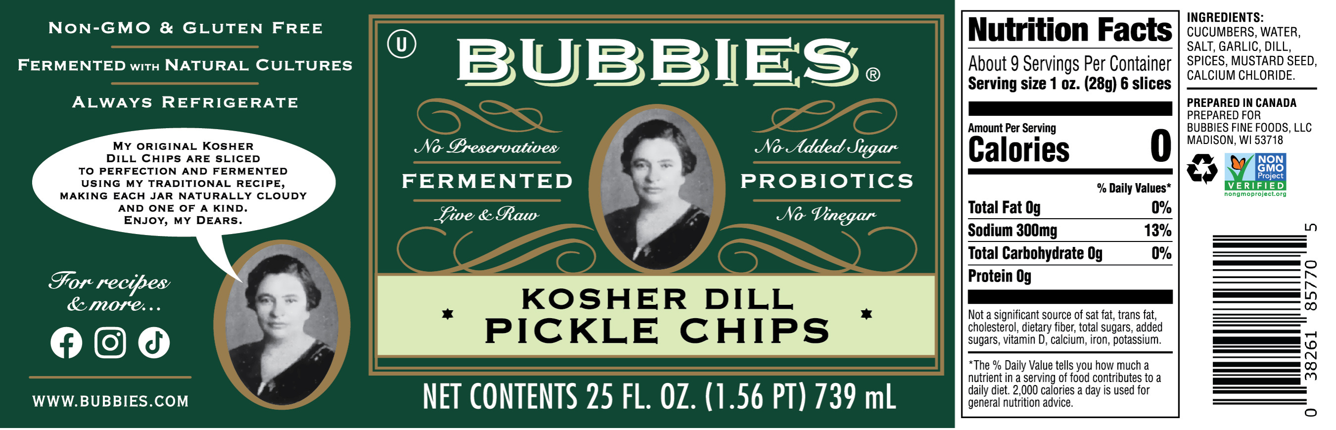 BUBBIES KOSHER DILL PICKLE CHIPS