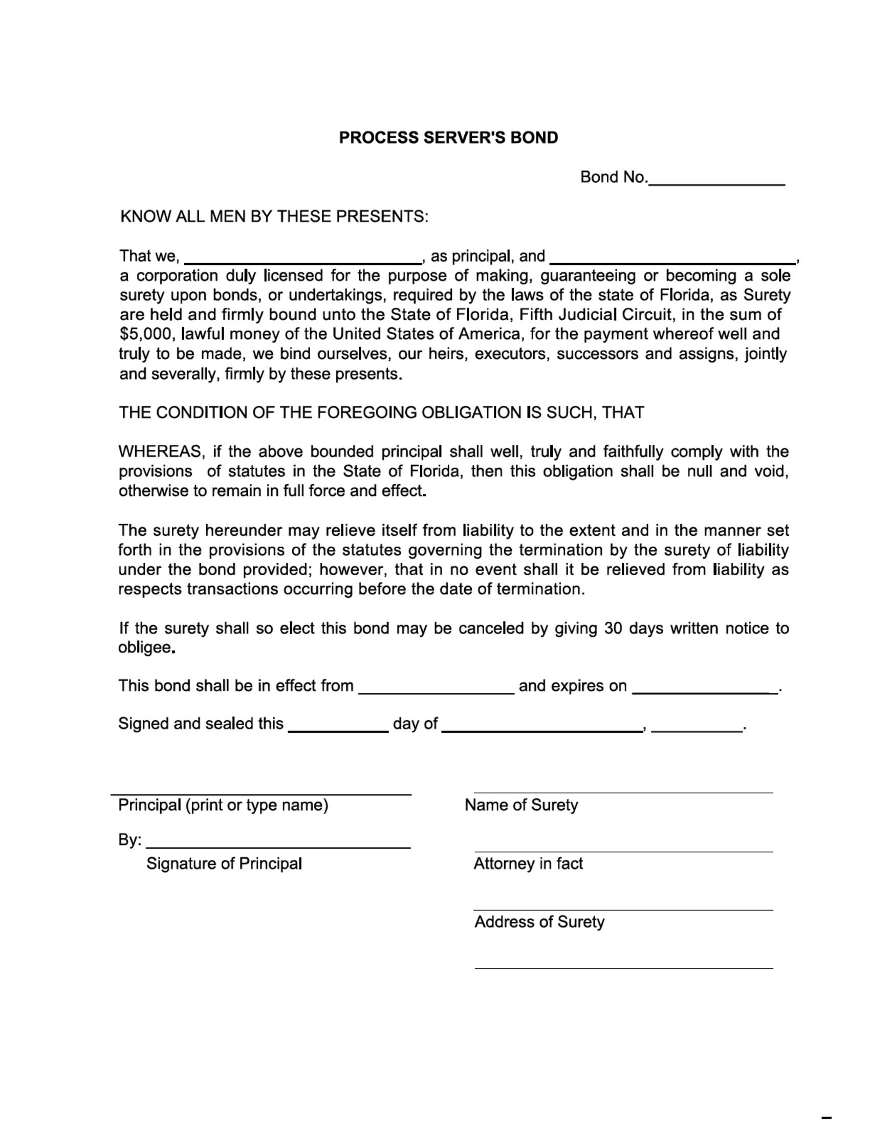 5th Judicial Circuit, Court Administration 5th Judicial Circuit Court Process Server Bond | EZ ...