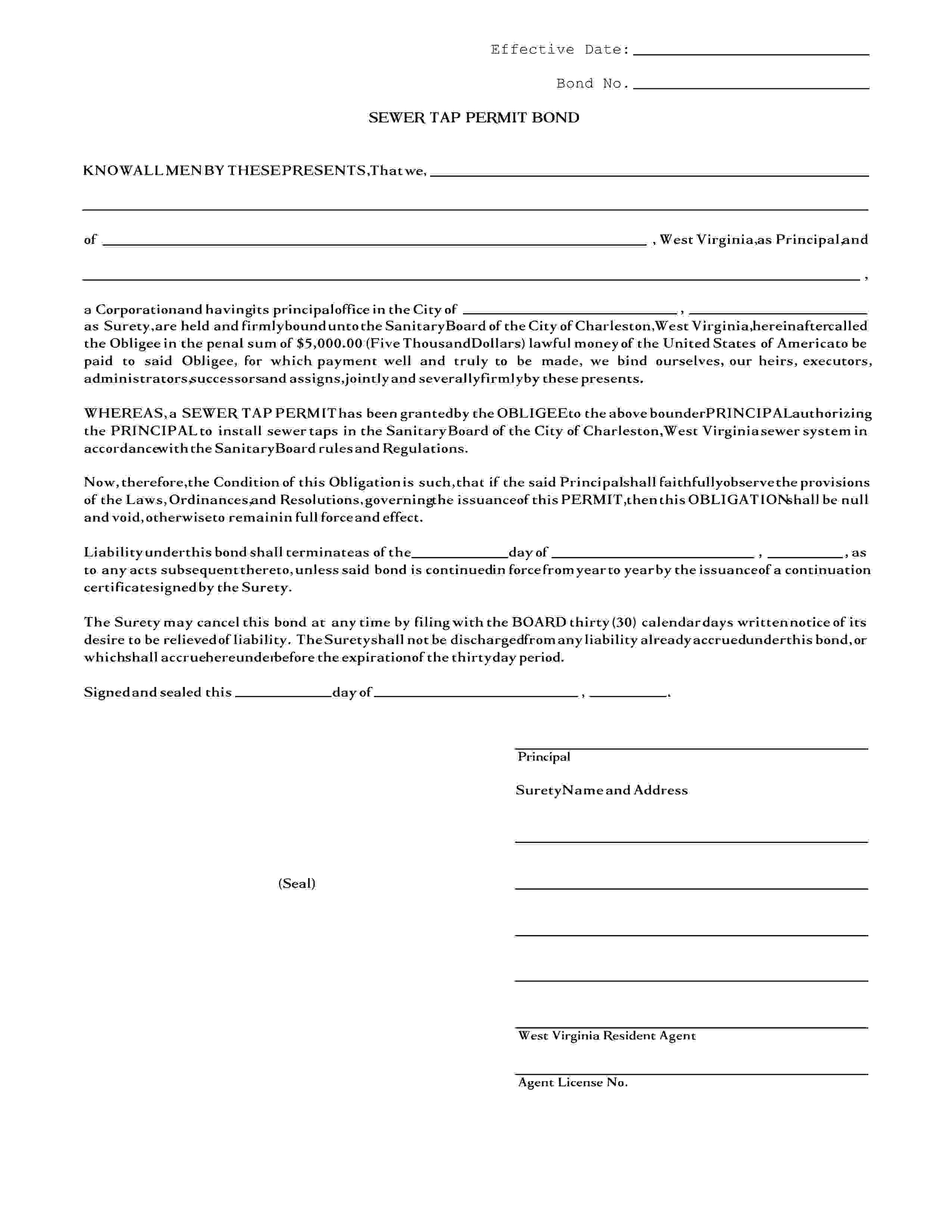 Charleston - City Sewer Tap Permit Bond | EZ Surety Bonds