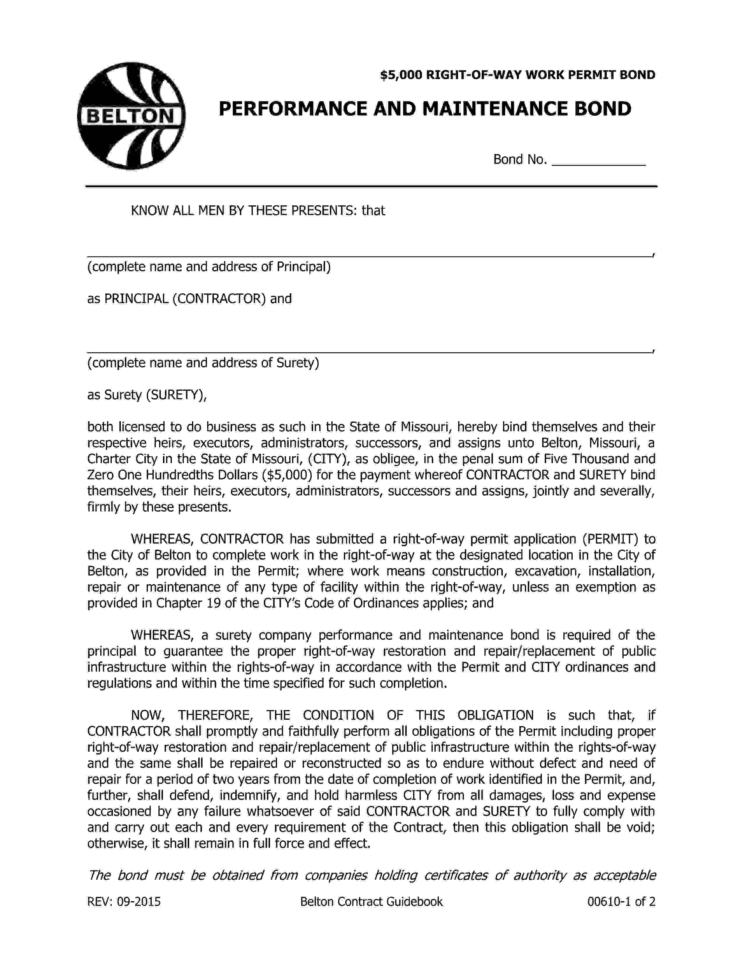 Missouri Right Of Way Encroachment And Road Bonds | EZ Surety Bonds