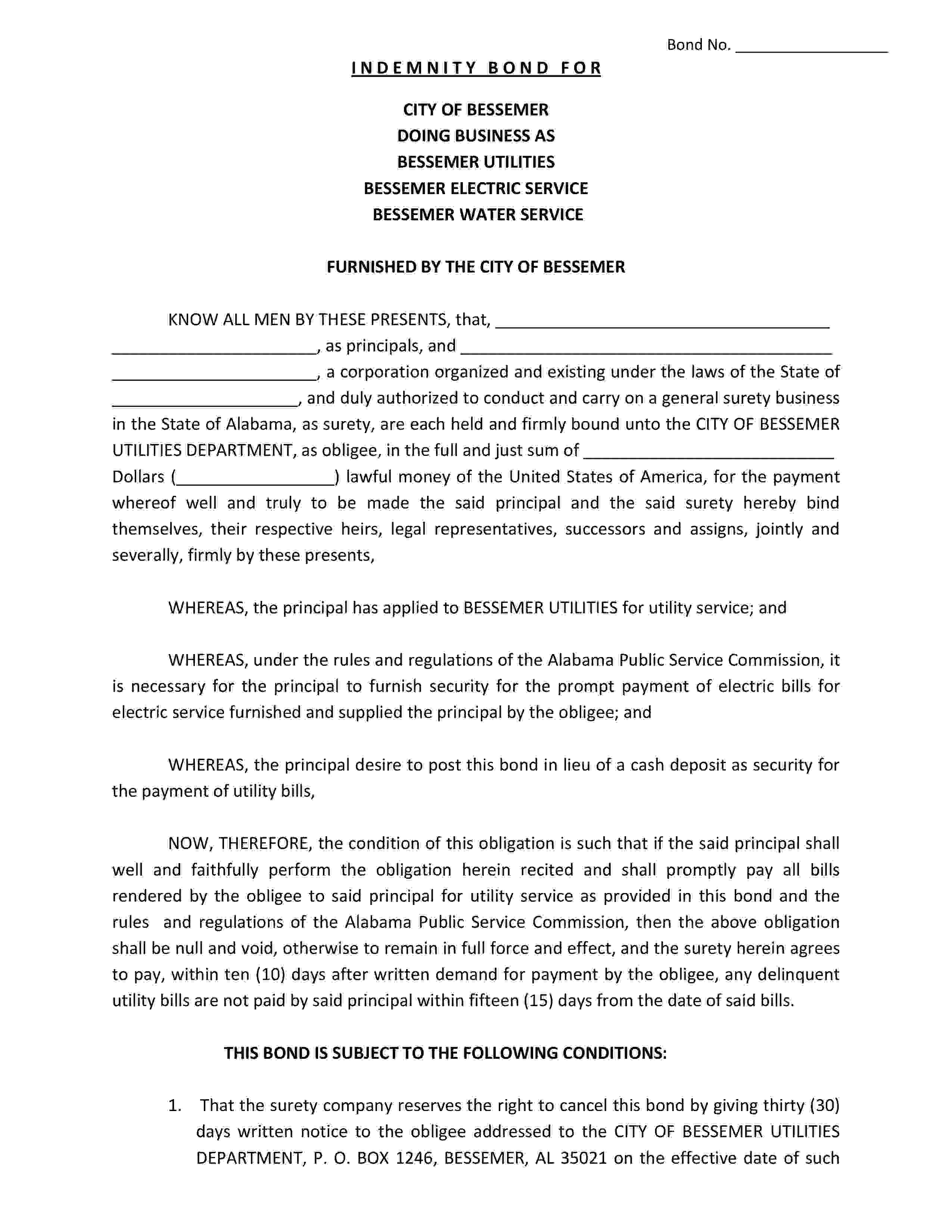 City of Bessemer Utilities Department Bessemer - City Utility Deposit ...