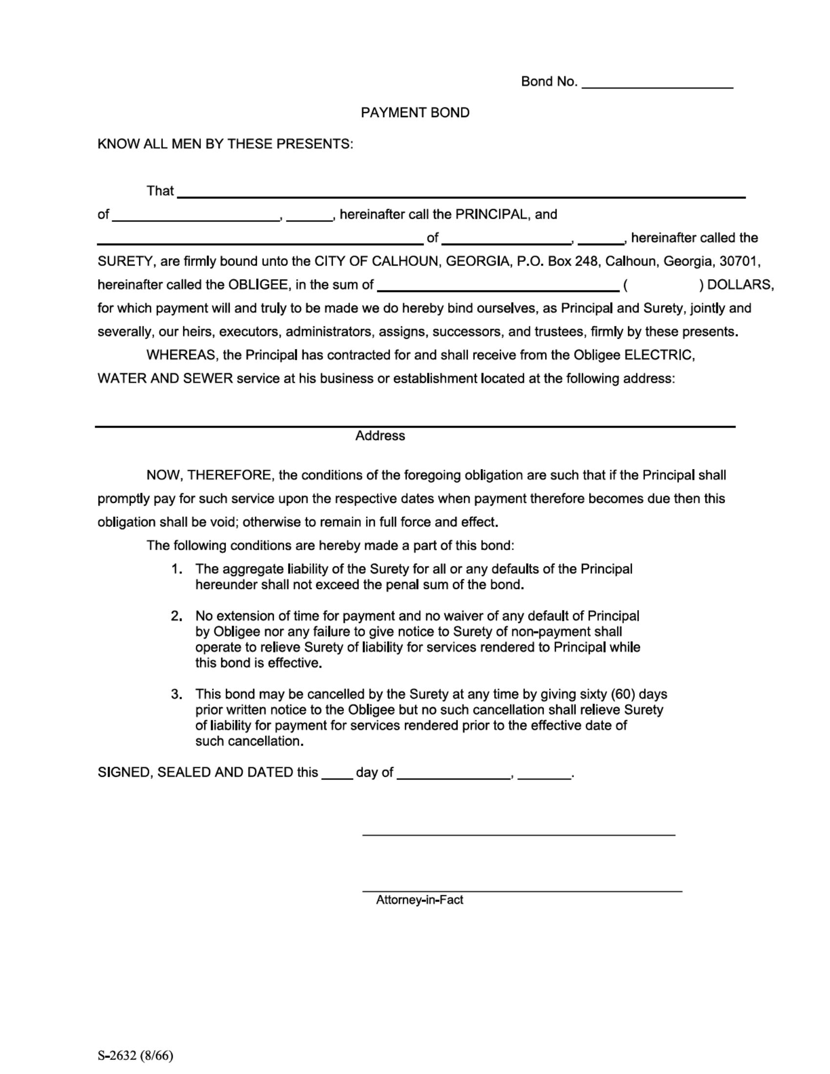 City of Calhoun Calhoun Utility Payment Bond | EZ Surety Bonds