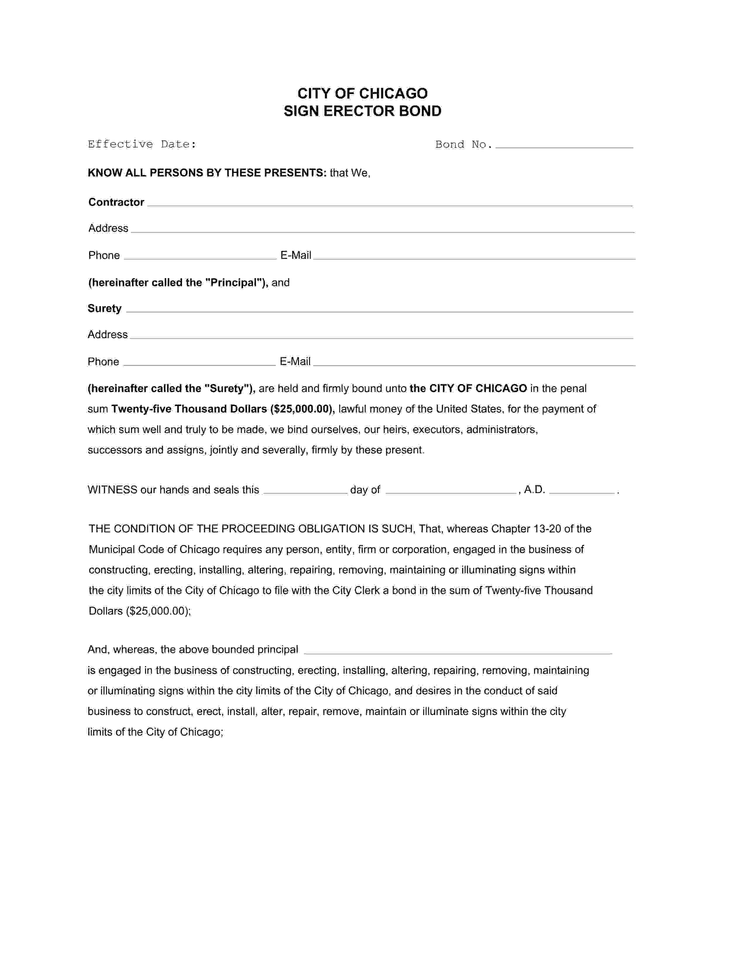 City of Chicago Sign Erector Bond | EZ Surety Bonds