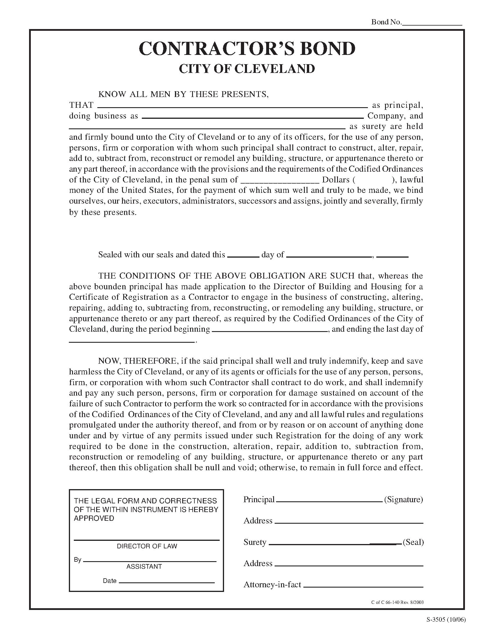 City of Cleveland Contractor's License Bond | EZ Surety Bonds