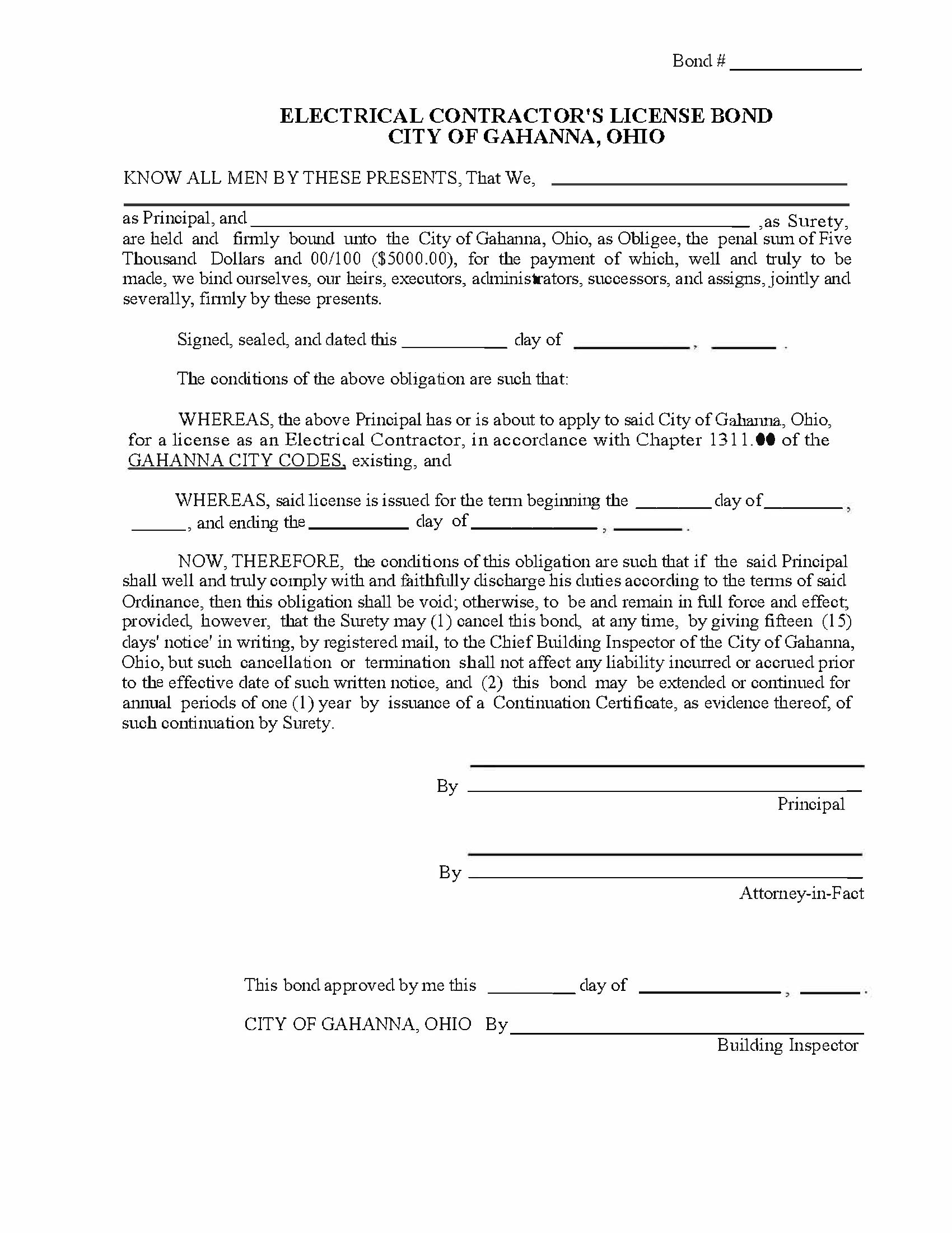 City of Gahanna, OH Contractor License Bond | EZ Surety Bonds