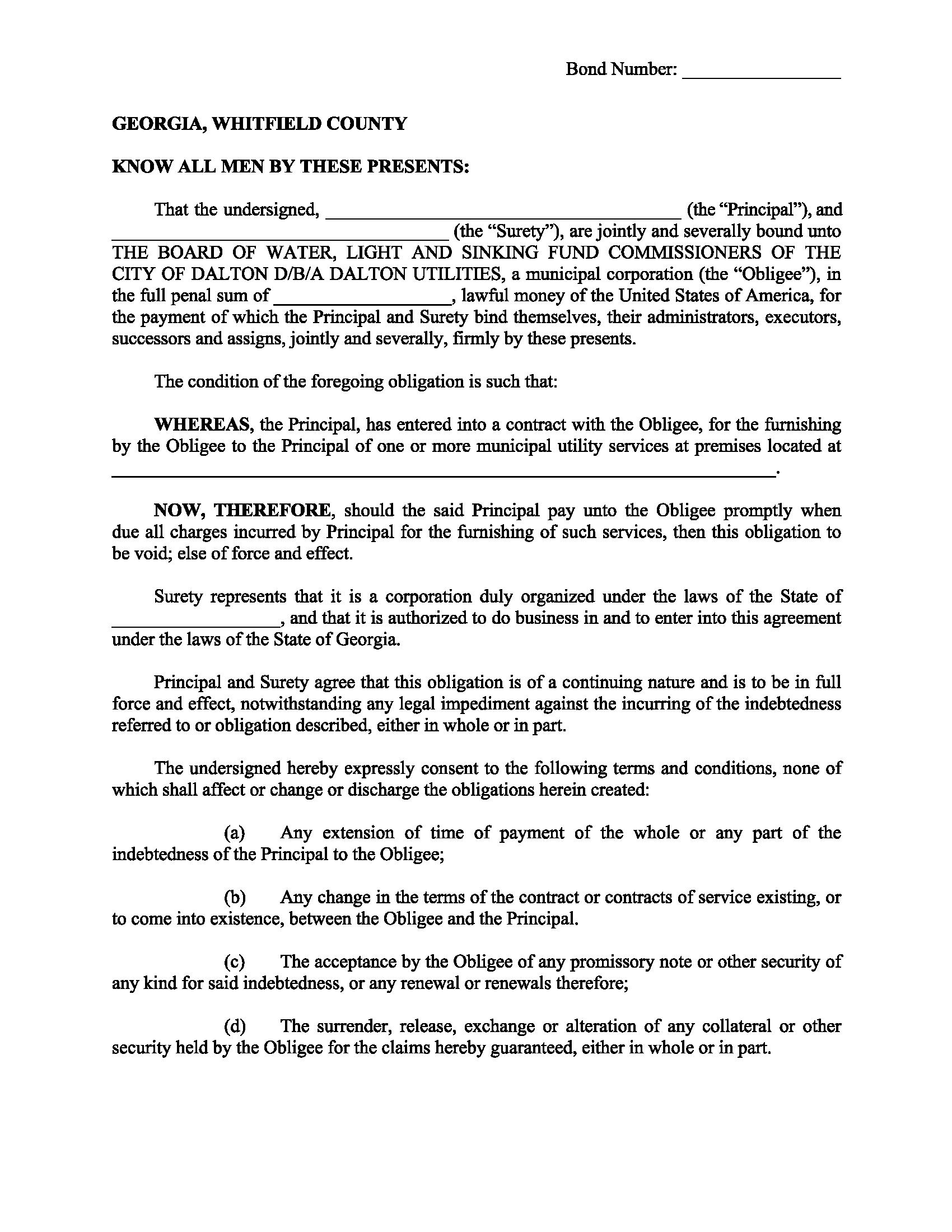 Dalton Utilities Dalton - City Utility Deposit Bond | EZ Surety Bonds