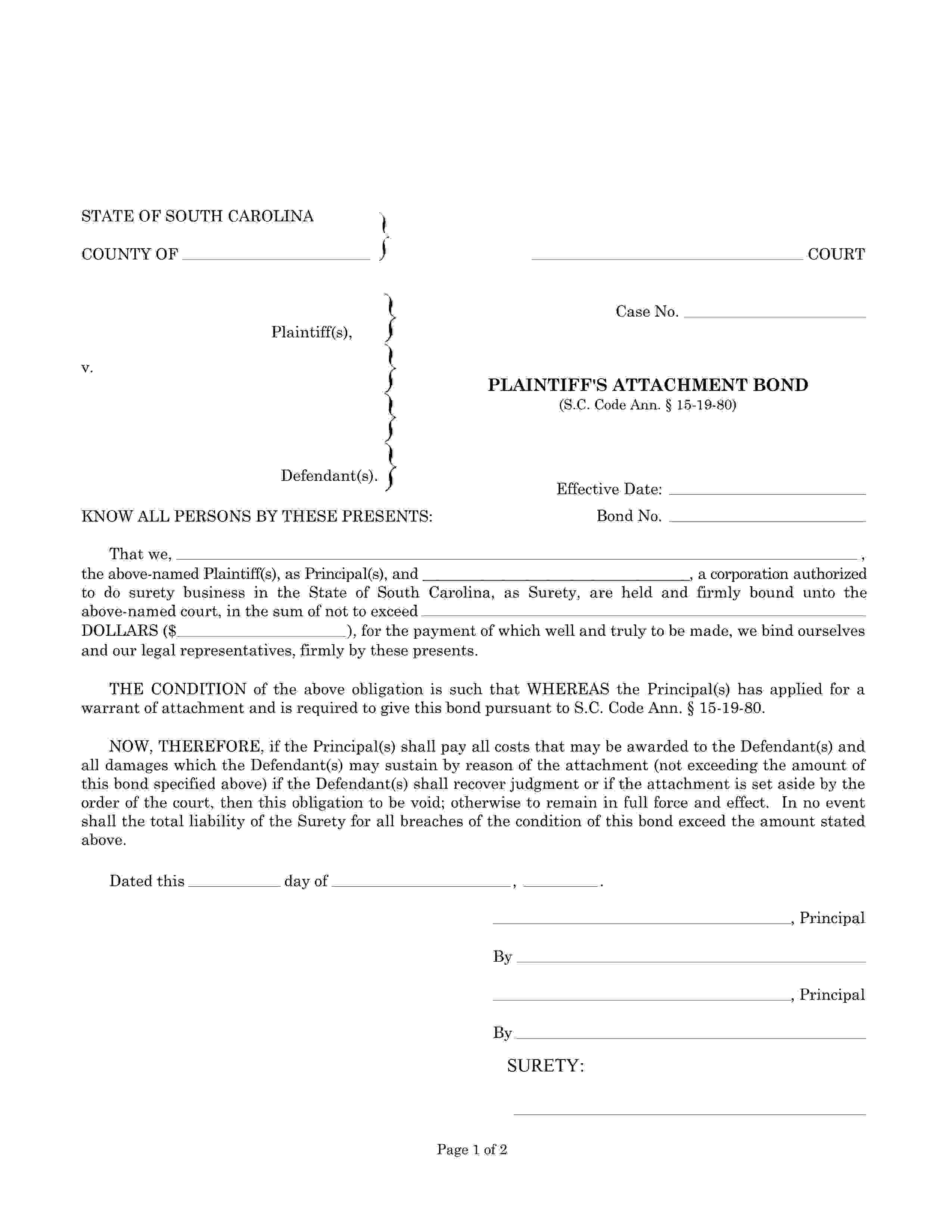 Plaintiff's Attachment Bond | EZ Surety Bonds