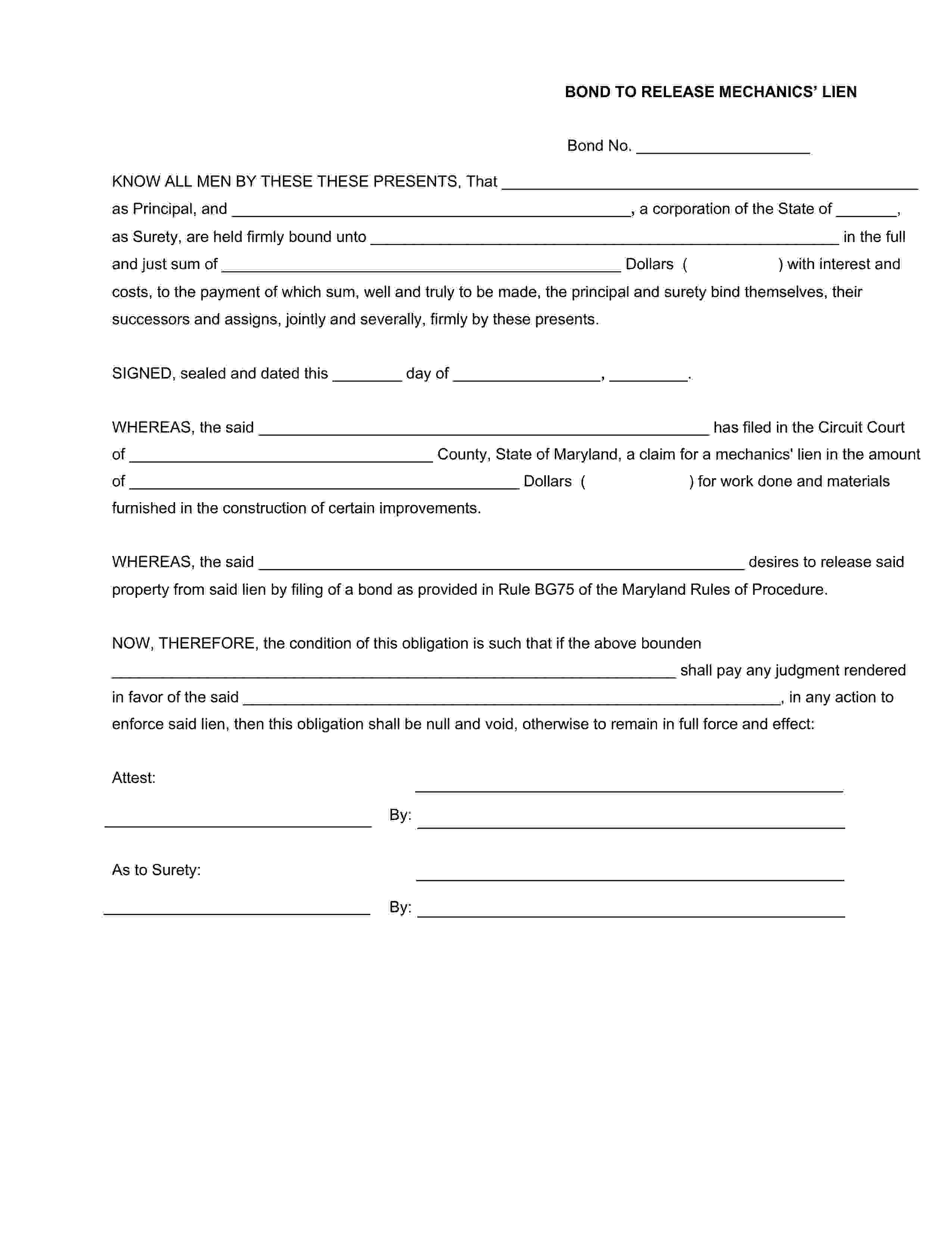 Release Mechanic's Lien Bond | EZ Surety Bonds