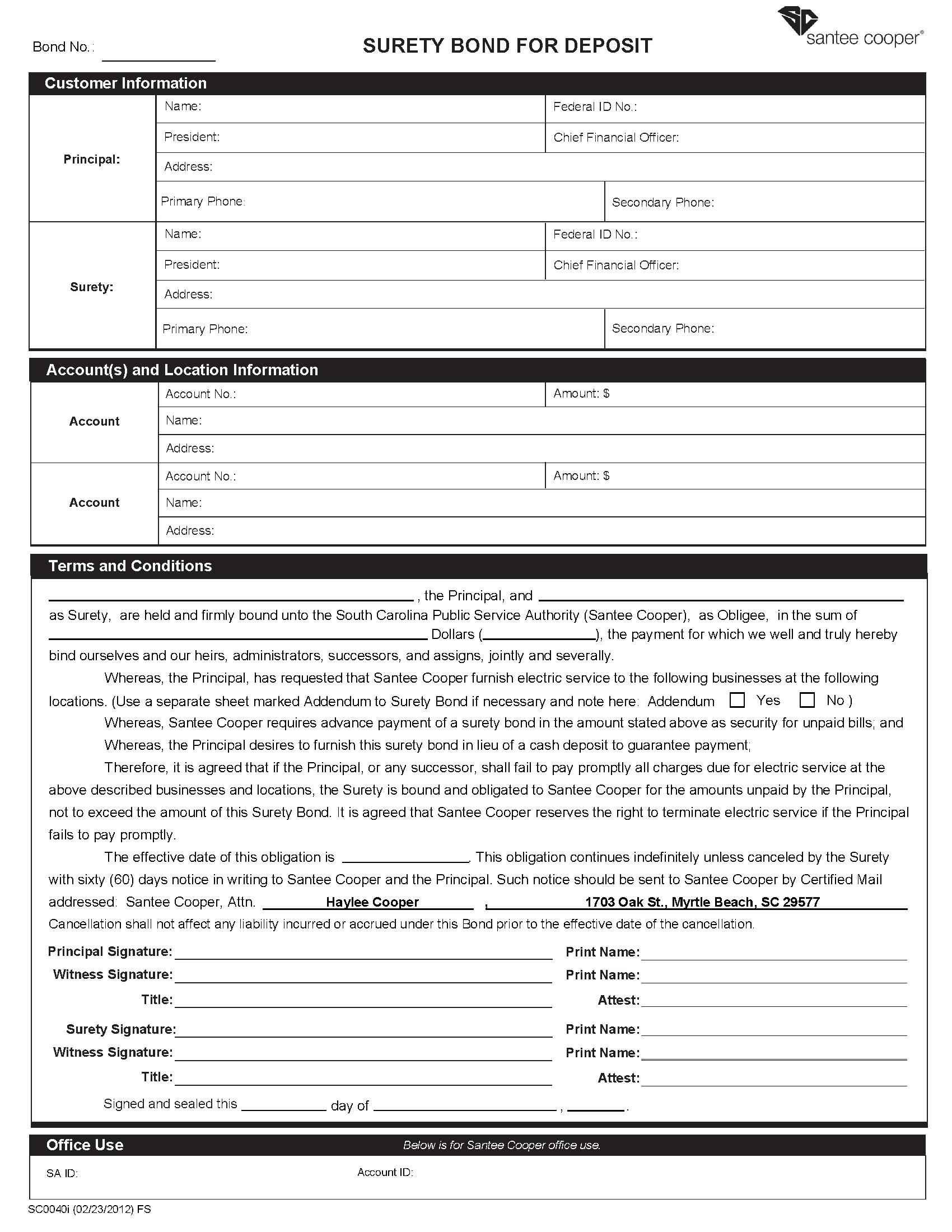 Santee Cooper Utility Deposit Bond | EZ Surety Bonds