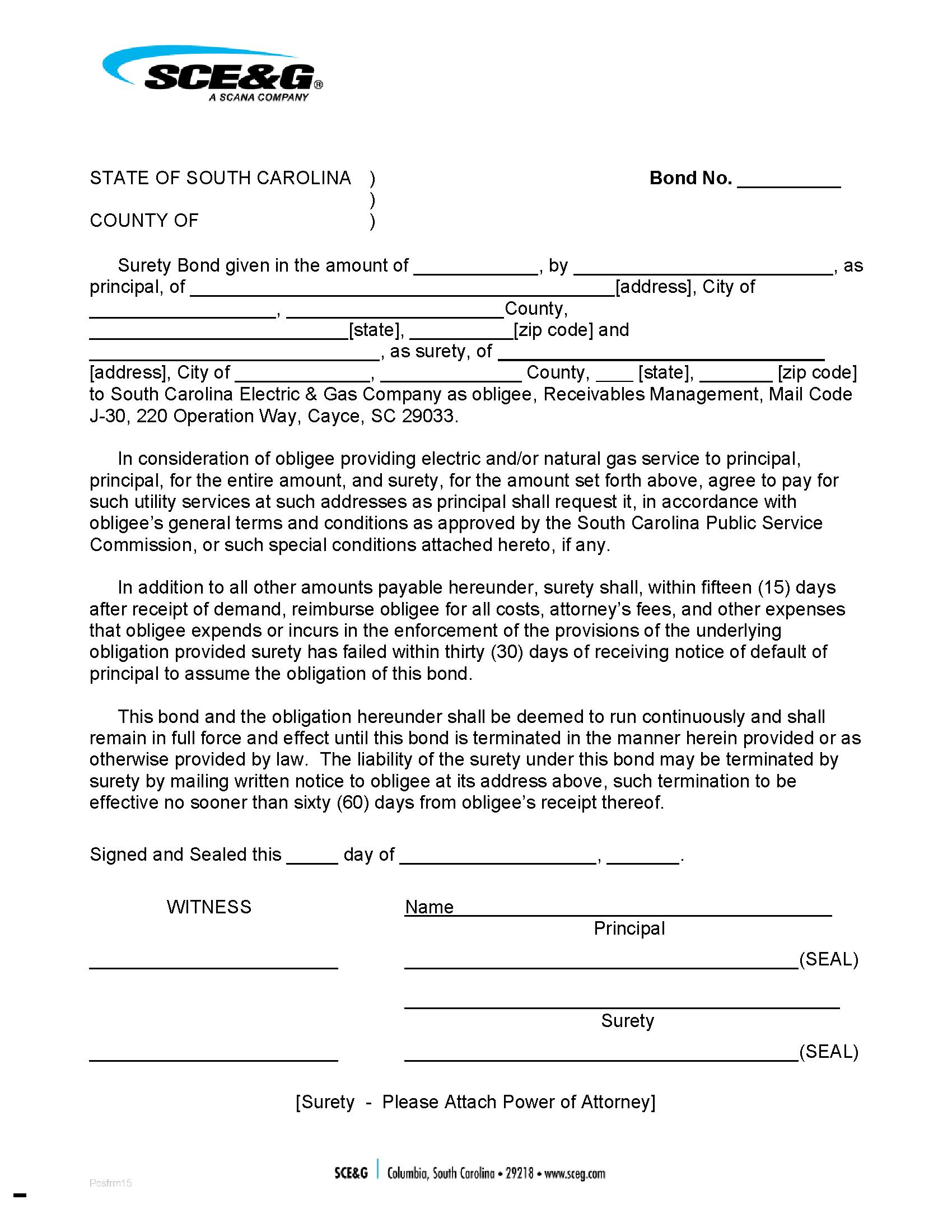 South Carolina Electric & Gas Company Utility Deposit Bond | EZ Surety ...