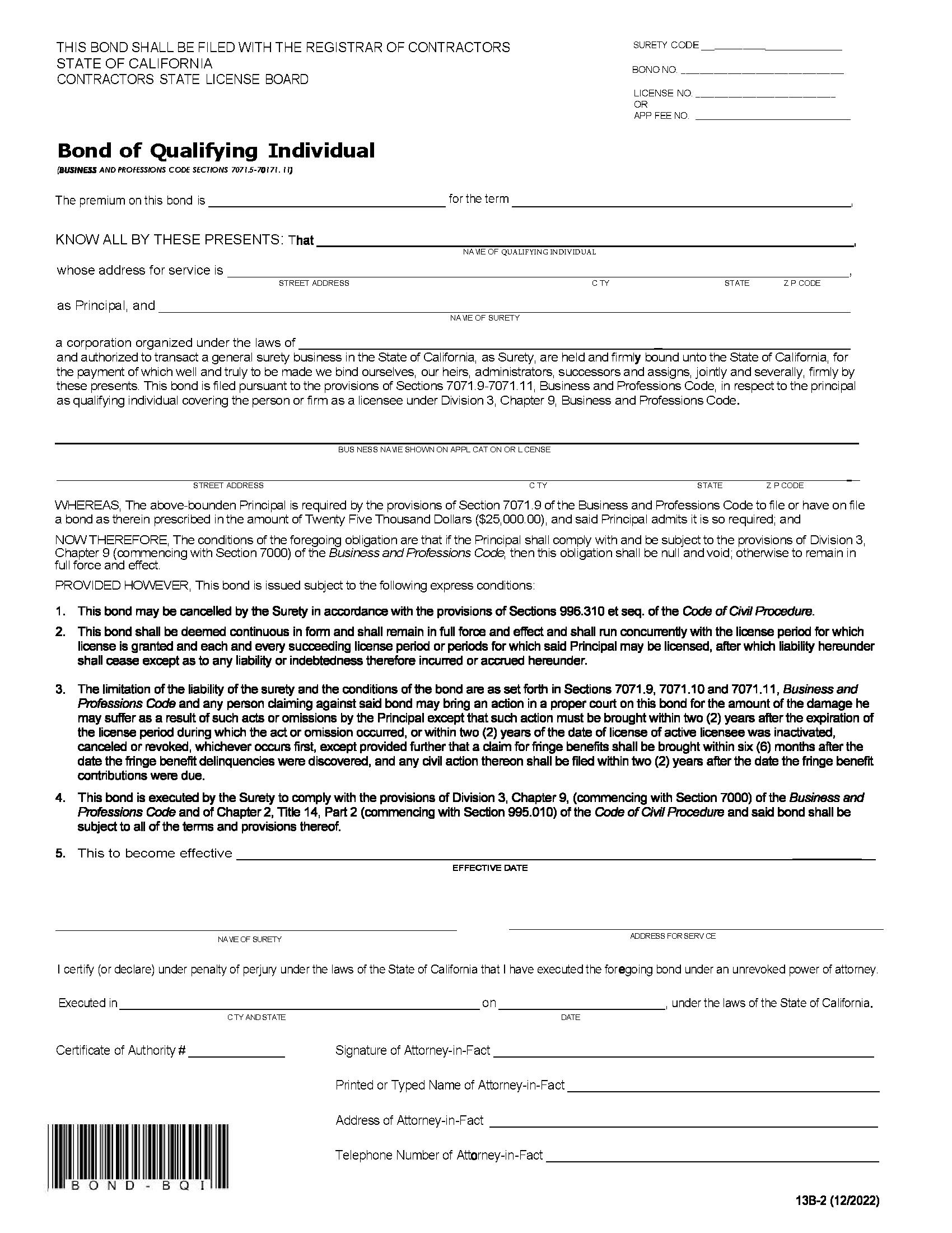 Cslb Bond Of Qualifying Individual at Clara Moran blog