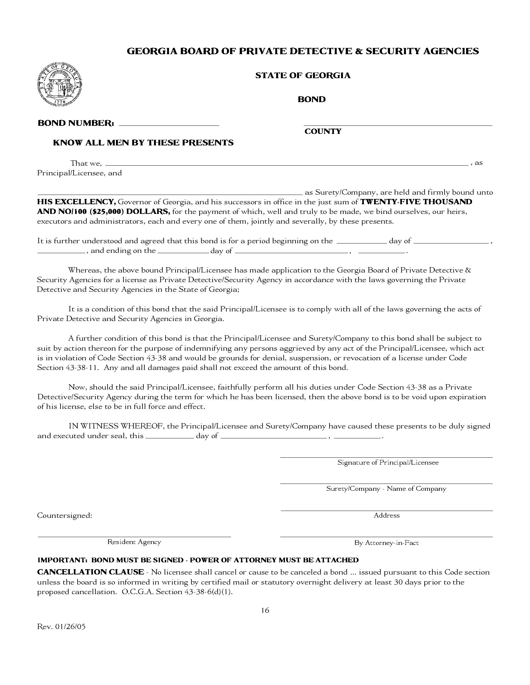 State of Georgia Private Detective & Security Agencies Bond | EZ Surety Bonds