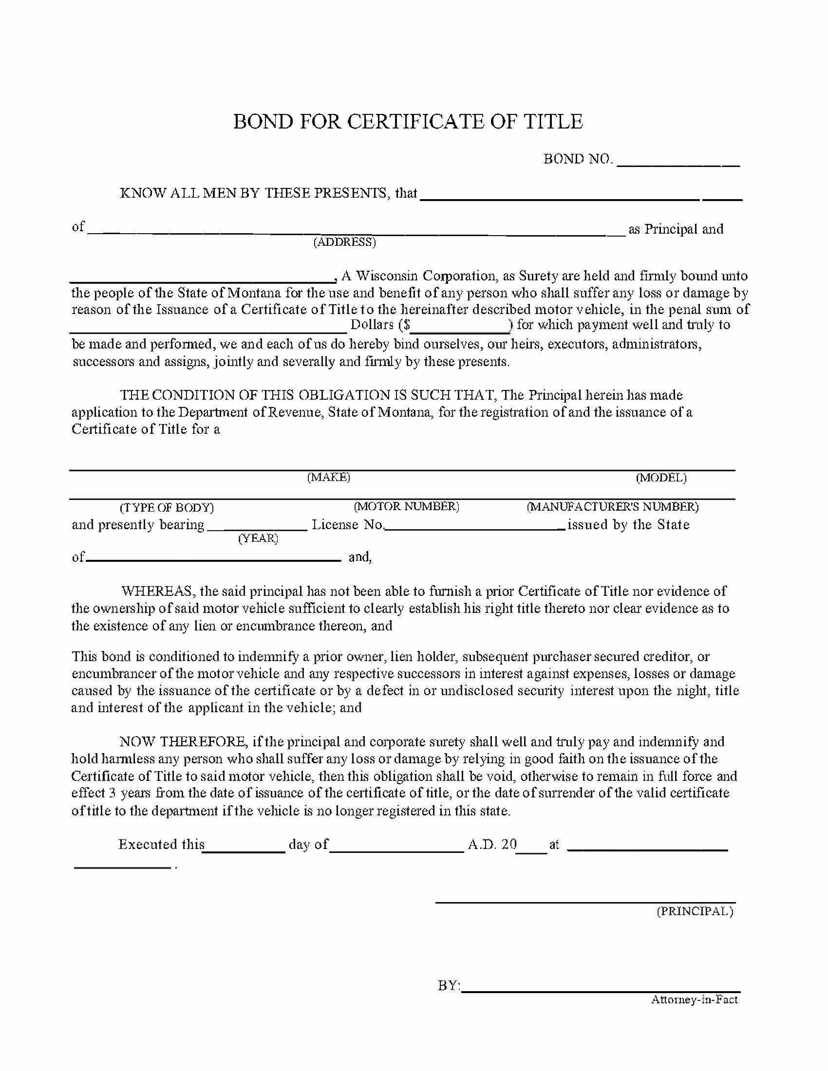 State of Montana Certificate of Title Bond | EZ Surety Bonds