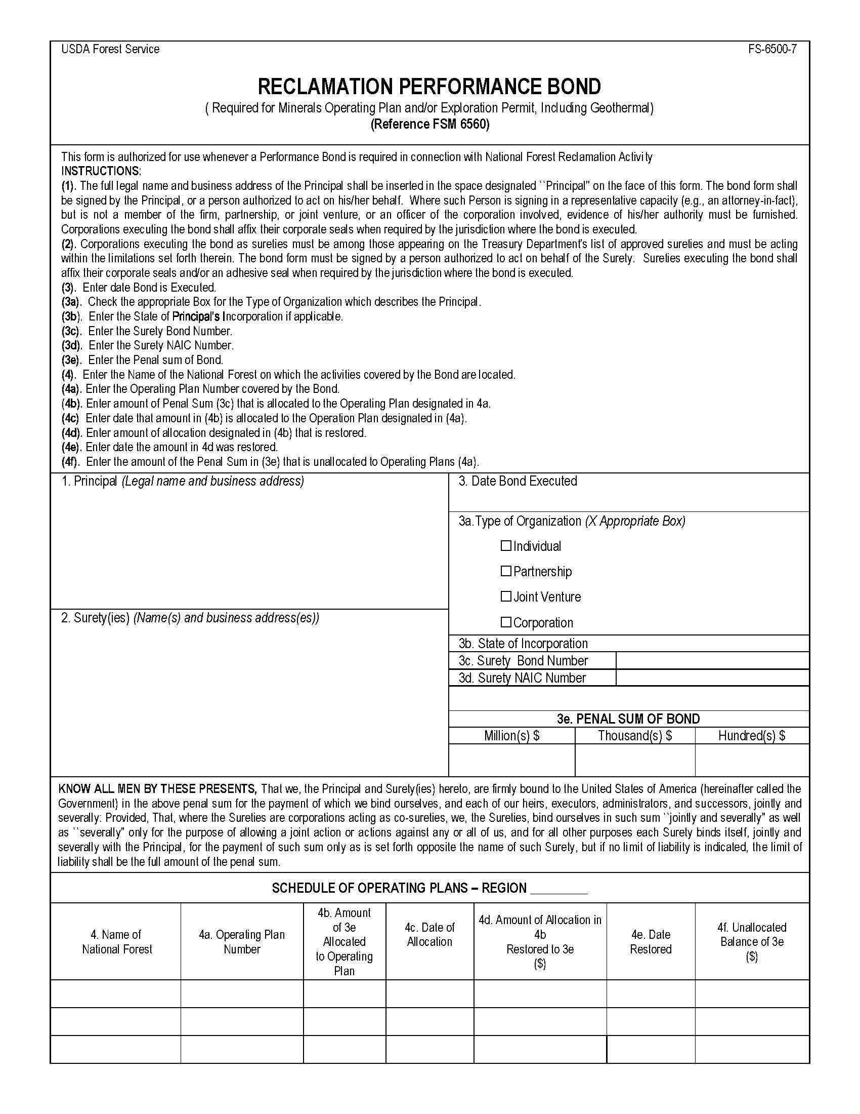 USDA Forest Service Reclamation Performance Bond | EZ Surety Bonds