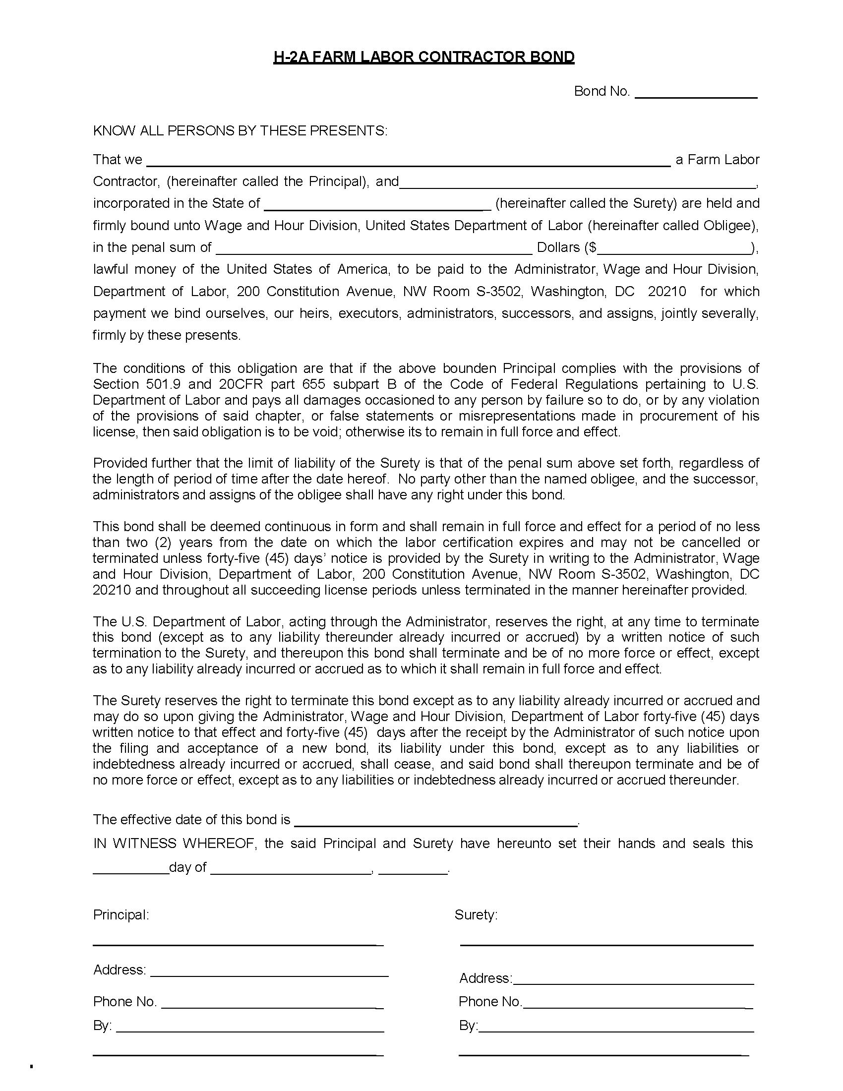 US Department of Labor H-2A Farm Labor Contractor Bond | EZ Surety Bonds