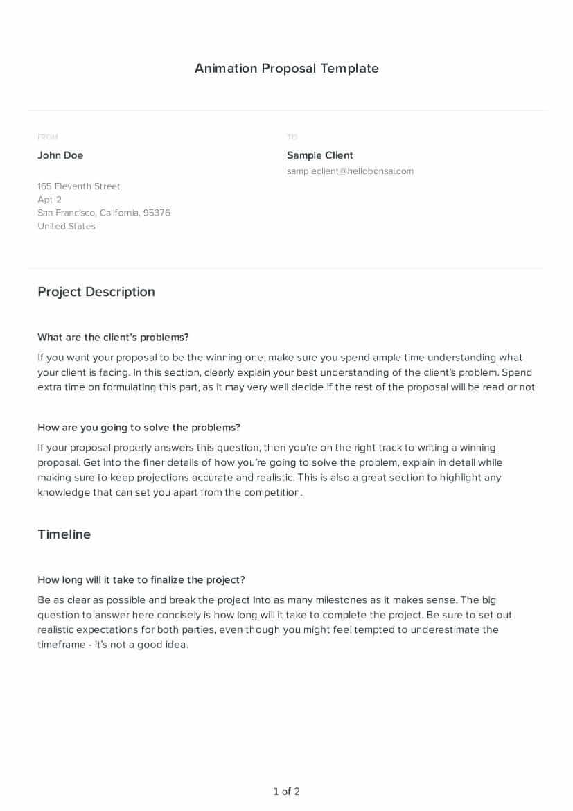 Free Animation Project Proposal Template Film Proposal Template