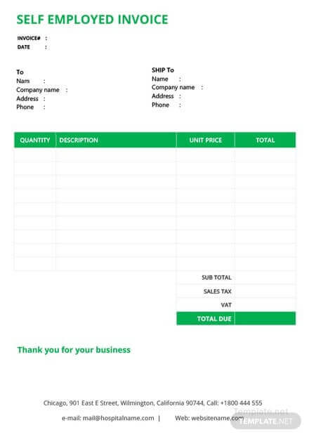 Free Self Employed Invoice Template Hours Worked Template Bonsai