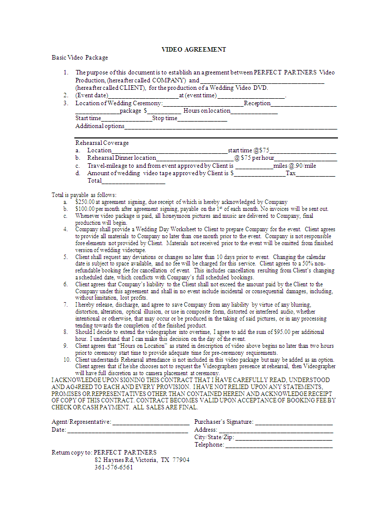 Video Editing Contract Template