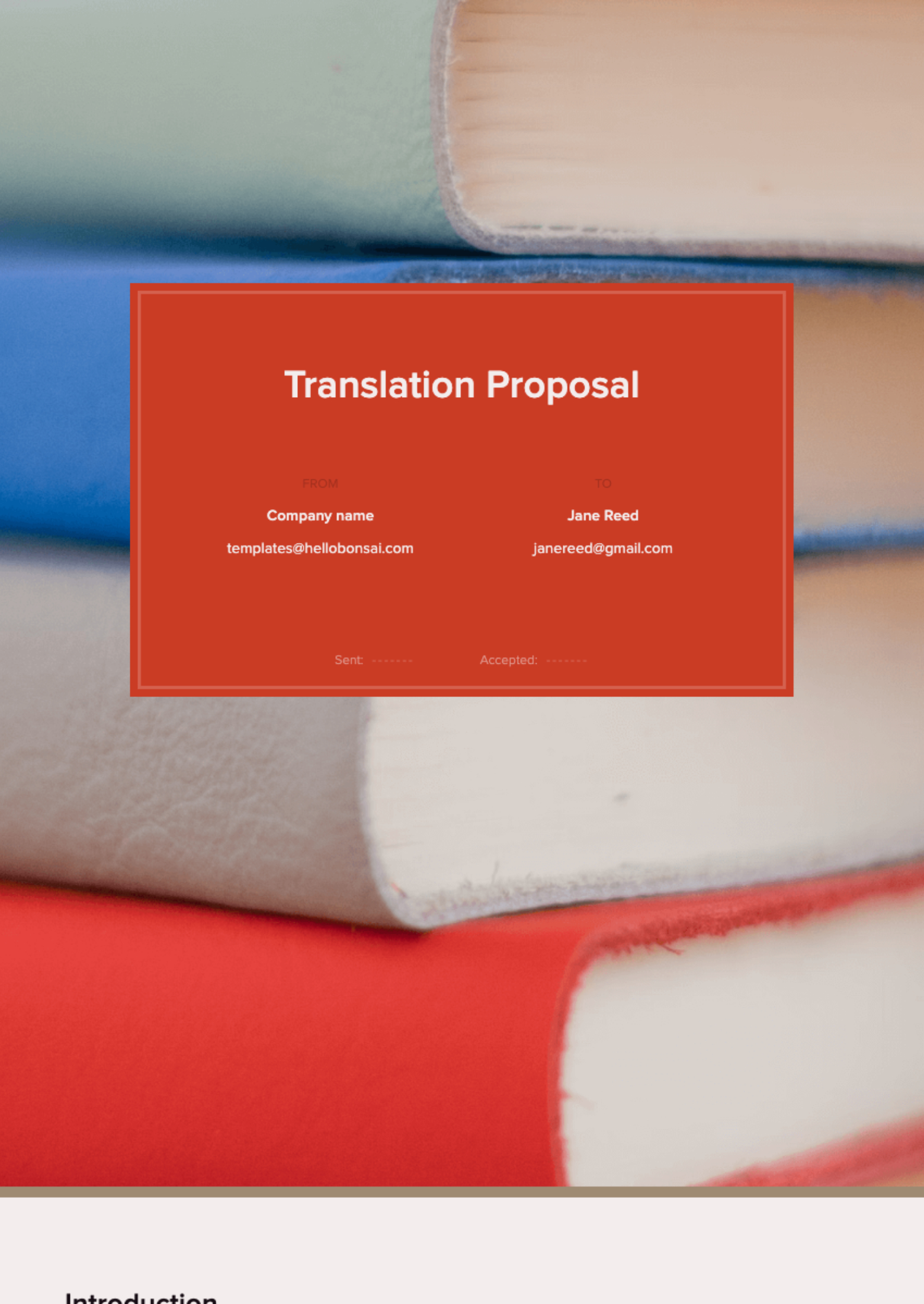 Free Translation Proposal Template | Customize & Download - Bonsai