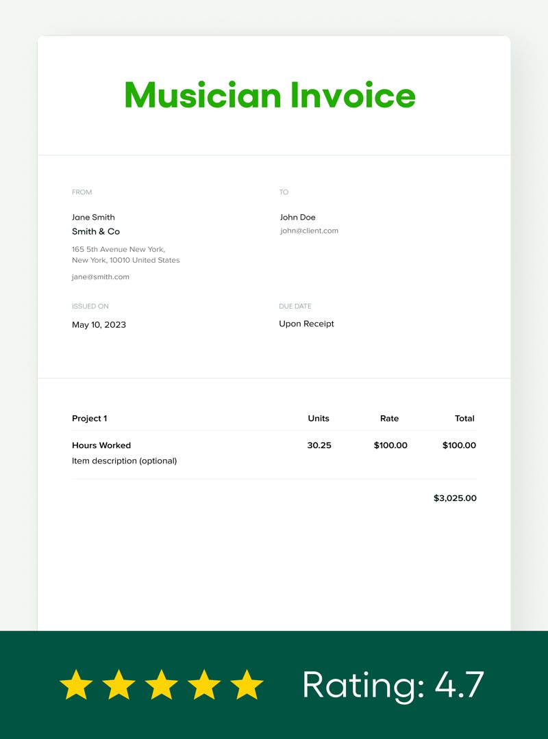Musician Invoice Template FREE 2023 Updated Bonsai