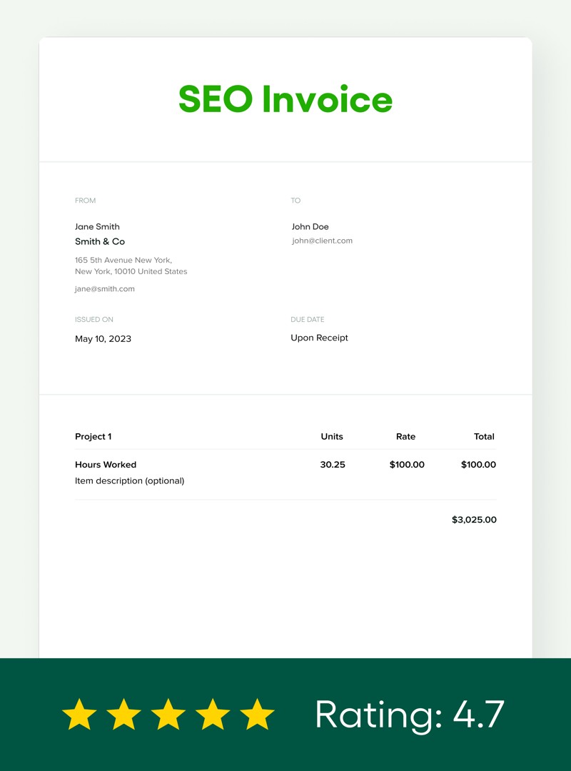 Free SEO Invoice Template | Edit, Download & Send - Bonsai