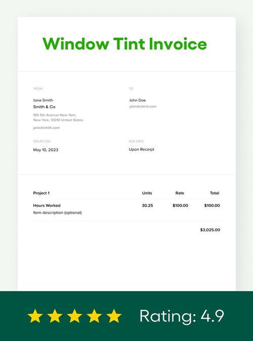 Window Tint Invoice Template FREE 2023 Updated Bonsai