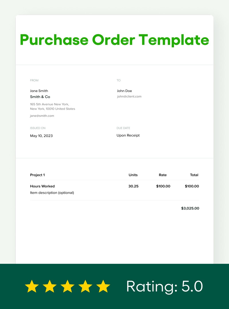 Purchase Order Template | Free Download - Bonsai
