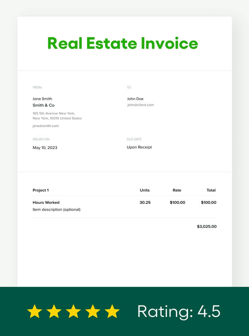 Real Estate Invoice Template (FREE - Updated 2024) - Bonsai