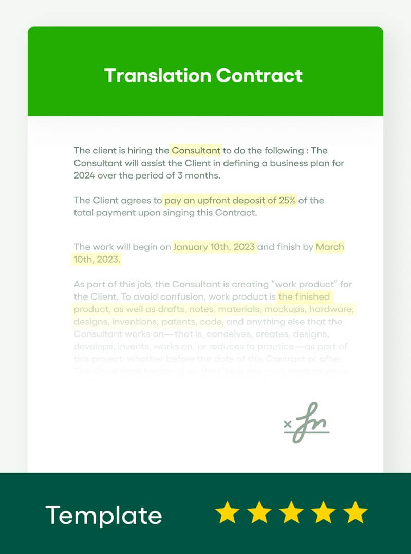 Translation Contract Template (FREE - 2024 Updated) - Bonsai