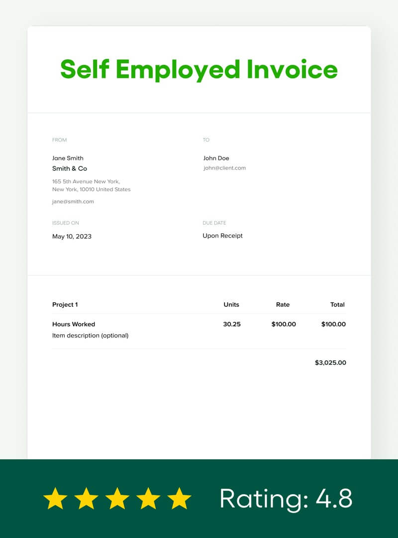 Free Self Employed Invoice Template Hours Worked Template Updated