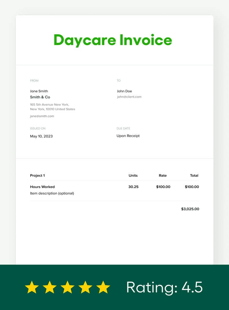 Daycare Invoice Template (FREE - 2024 Updated) - Bonsai