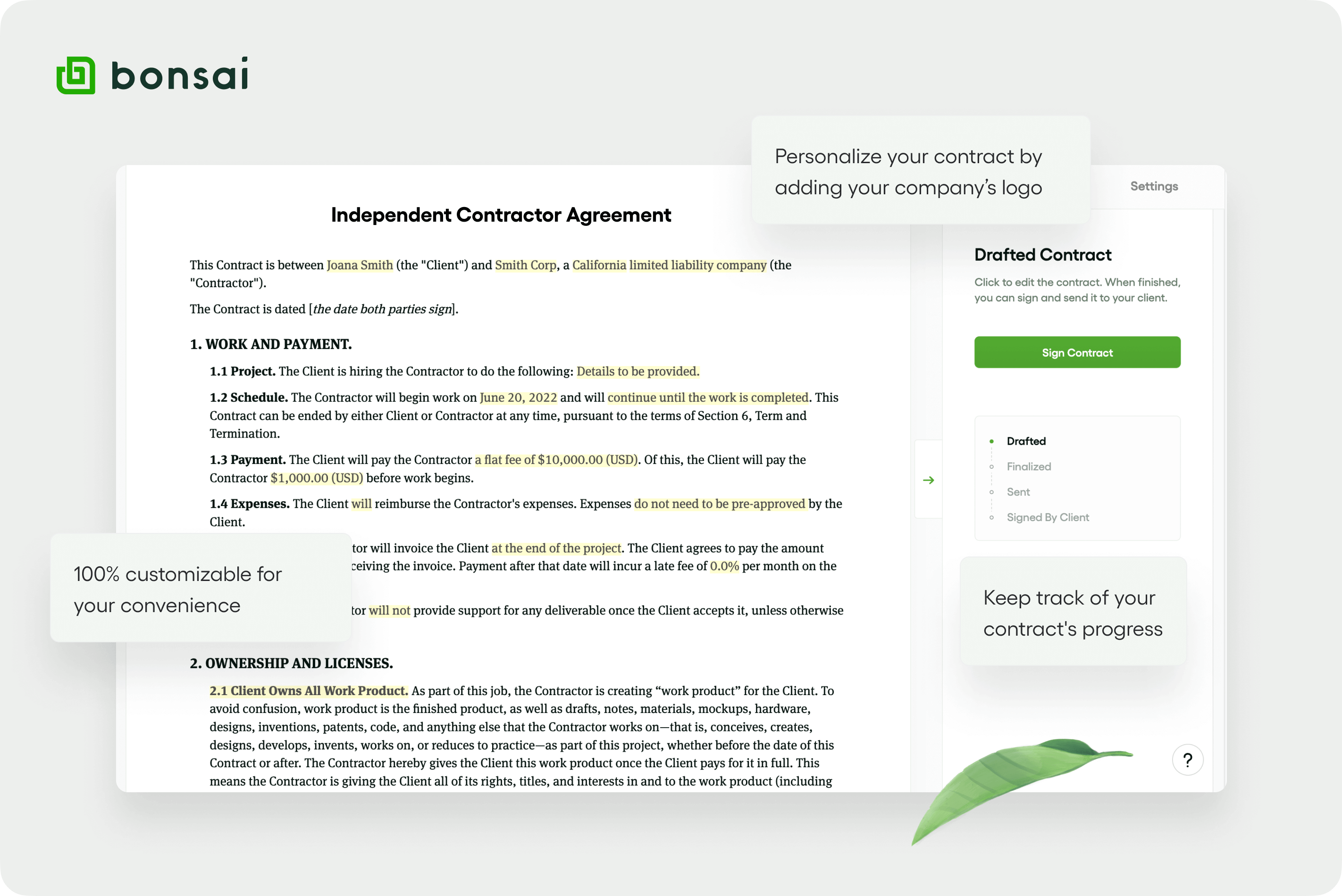 Free Online Contract Creator - Easy to Use & Updated in 2023 - Bonsai