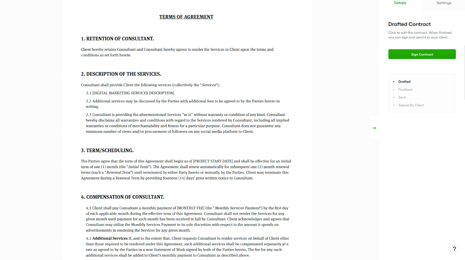 Digital Marketing Contract Template (FREE - 2024 Updated) - Bonsai